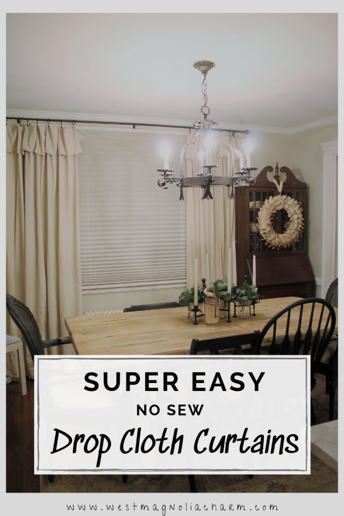 No Sew Drop Cloth Curtains - West Magnolia Charm