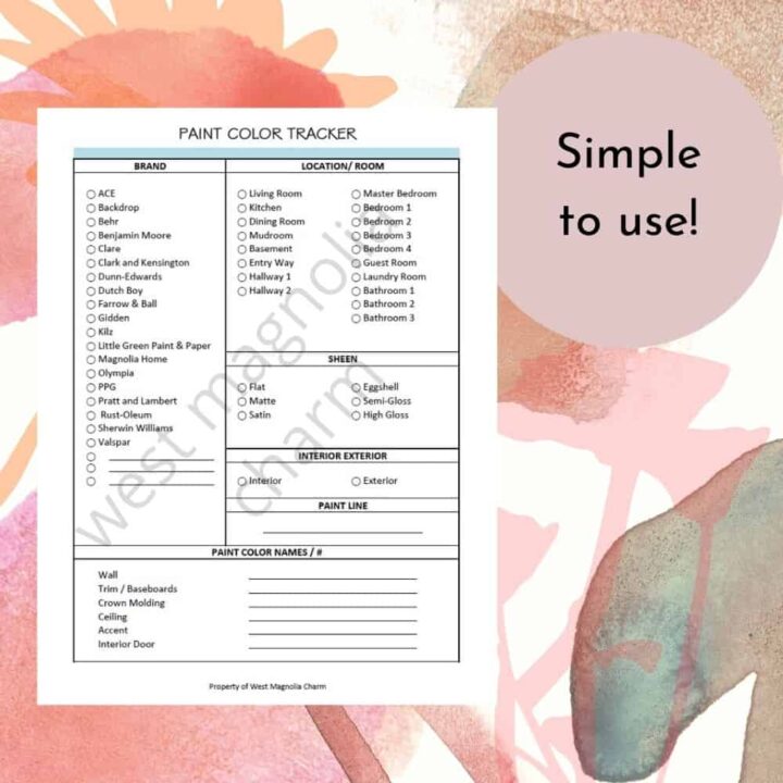 Paint Color Tracker - West Magnolia Charm