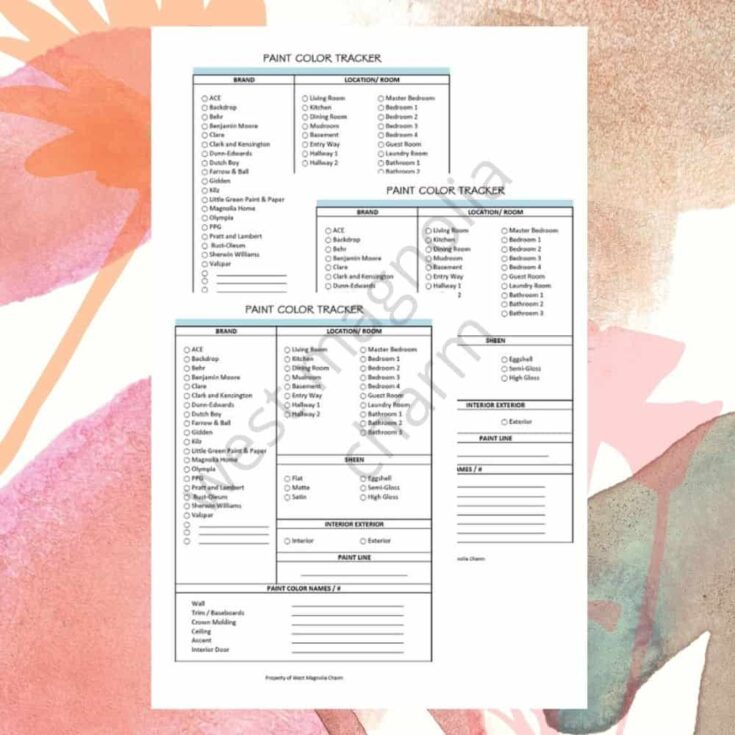 Paint Color Tracker - West Magnolia Charm