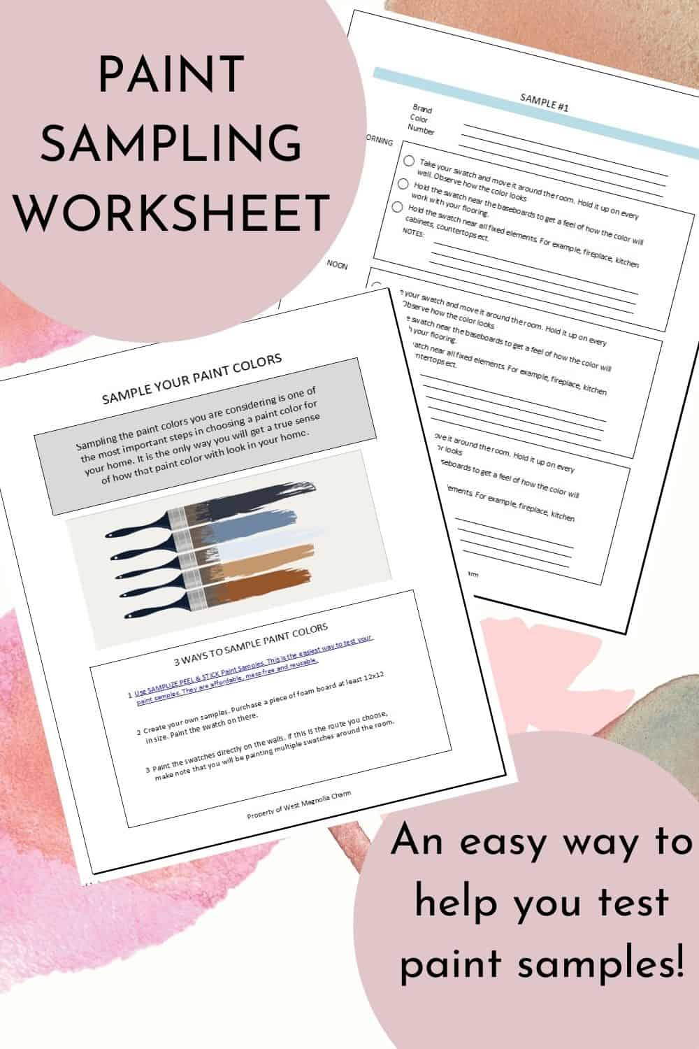 Sampling Paint Colors Worksheet - West Magnolia Charm